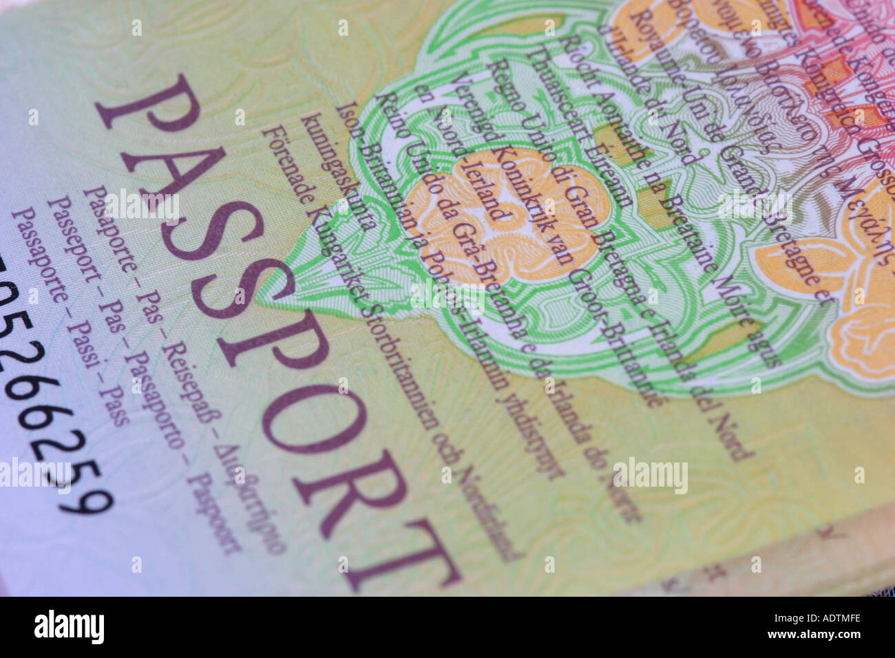 UK united kingdom passport inside page Stock Photo - Alamy
