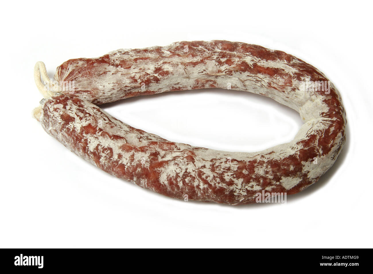 French dry cured sausage isolated on a white studio background Stock ...