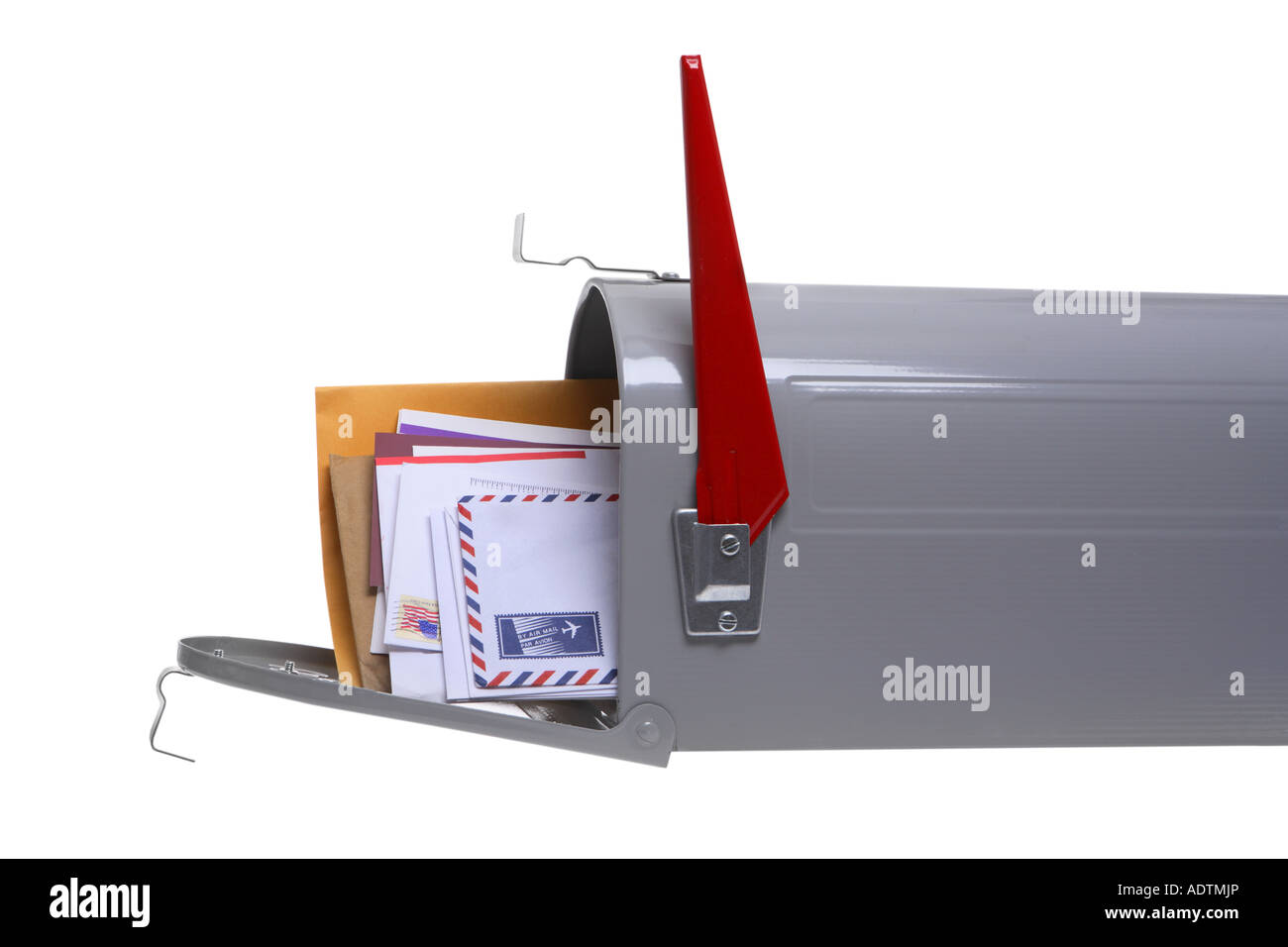 mailbox with mail cut out on white background Stock Photo - Alamy