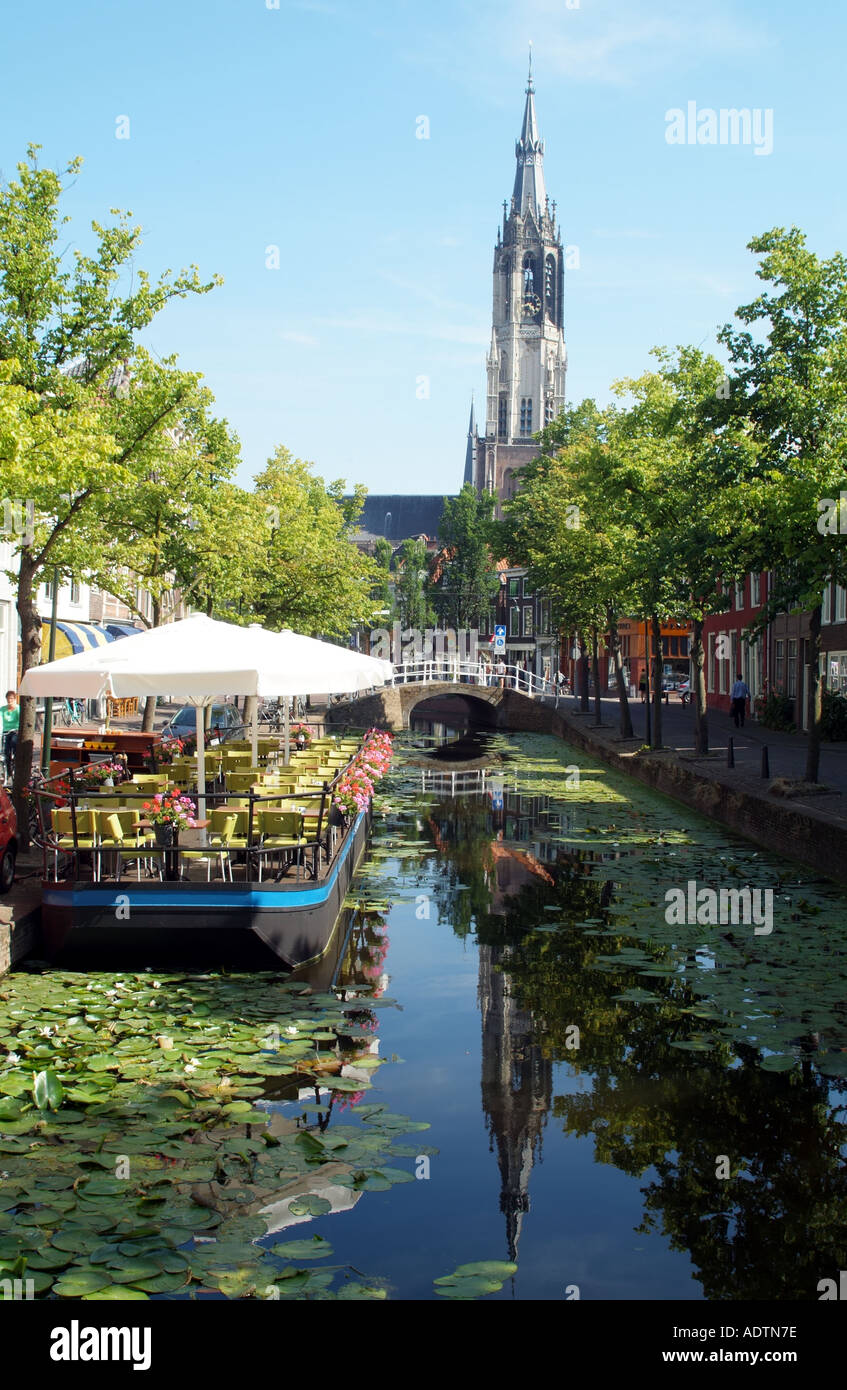 Delft The Netherlands canalside cafe restaurant Stock Photo - Alamy