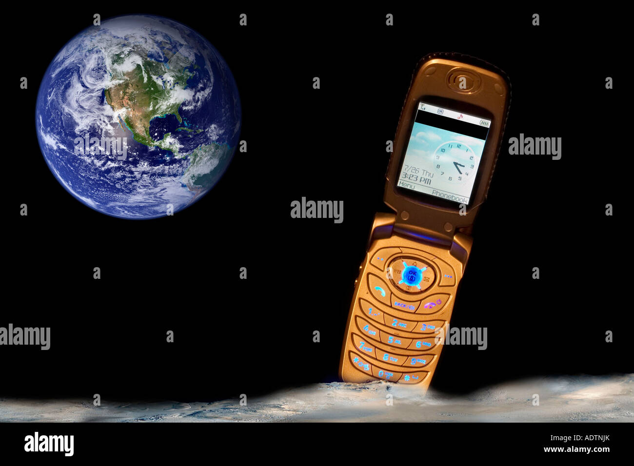 Planet earth as seen from space with juxtaposition of cellular ...