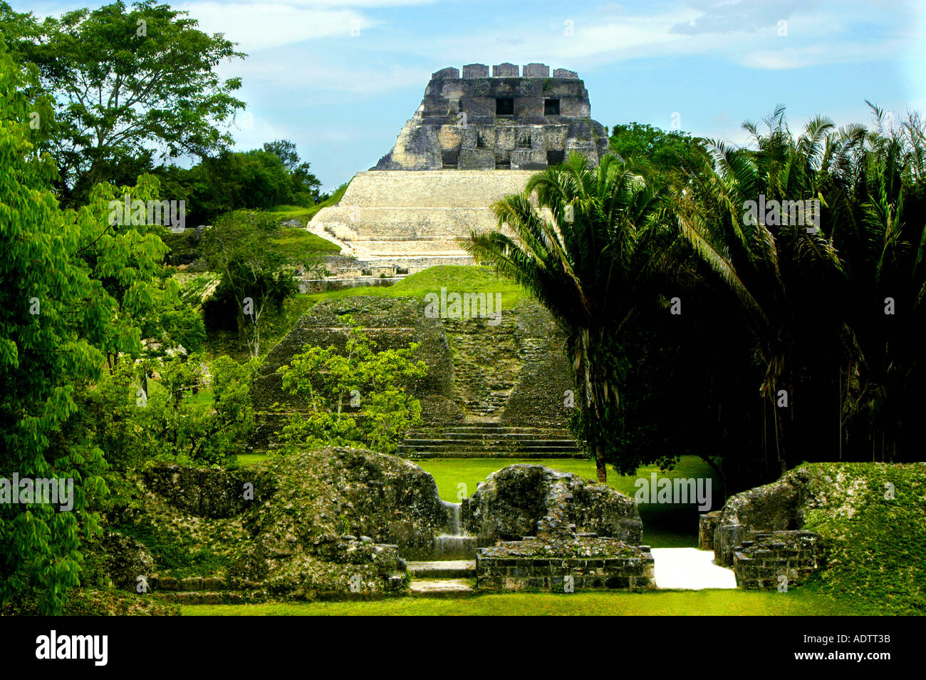 mighty el castillo towers over the trees at xunantunich in the cayo ...