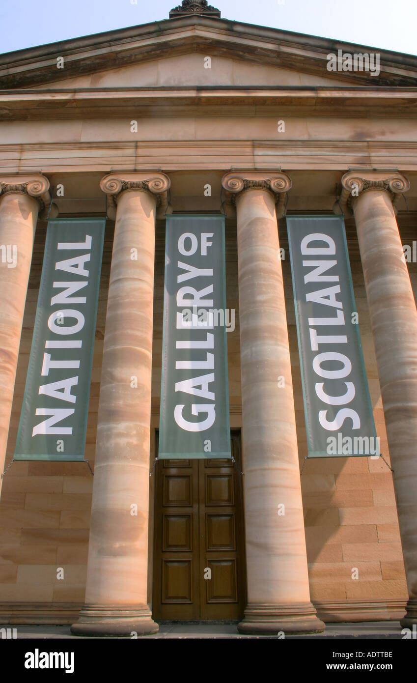 Banners on exterior of the National Gallery of Scotland in Edinburgh ...
