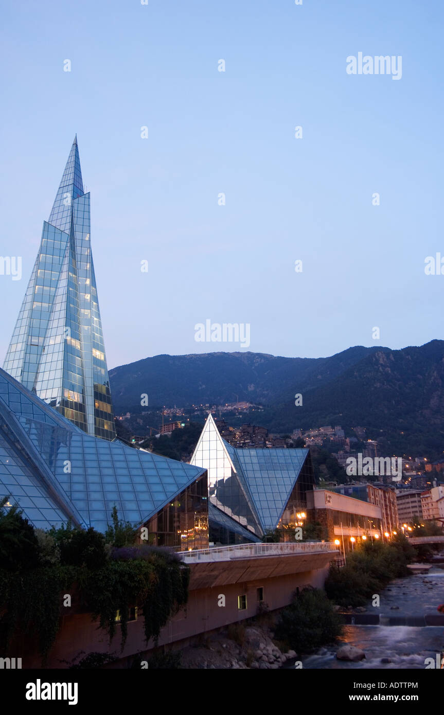 Andorra Andorra La Vella Hot Spring Complex Caldea lit up in the ...