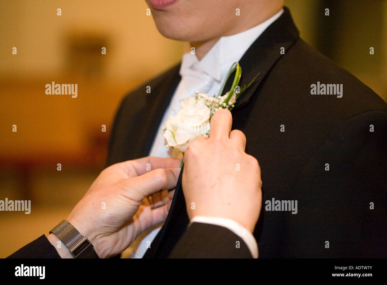 Brides bouquet grooms jacket hi-res stock photography and images - Alamy