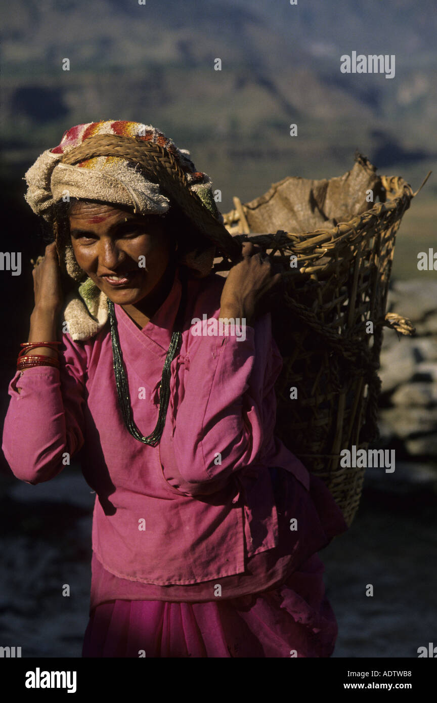 Nepal Lady with basket on her back Kathmandu Valley Stock Photo - Alamy