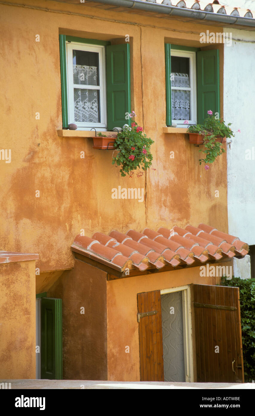 Europe France House with window box Languedoc region South France Stock ...