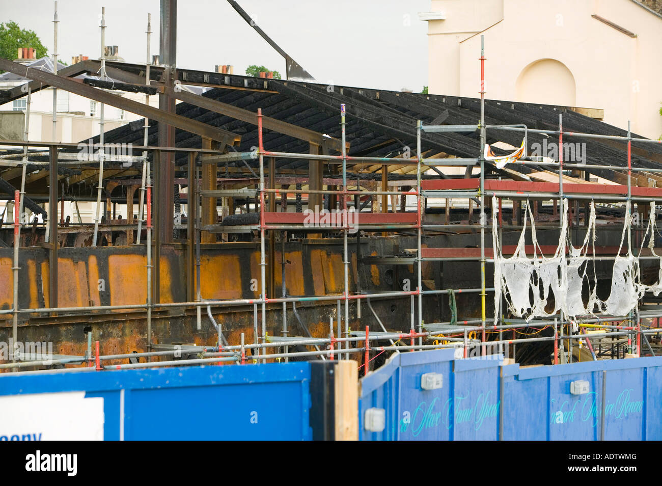 The Cutty Sark sailing ship after the 2007 fire, Greenwich, London, UK ...