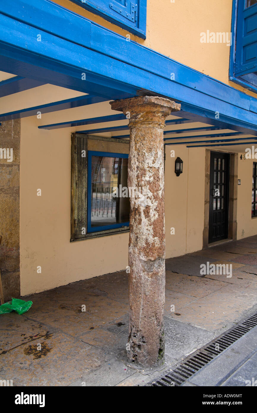 Oviedo Asturias Spain square with colonnaded timber framed buildings ...