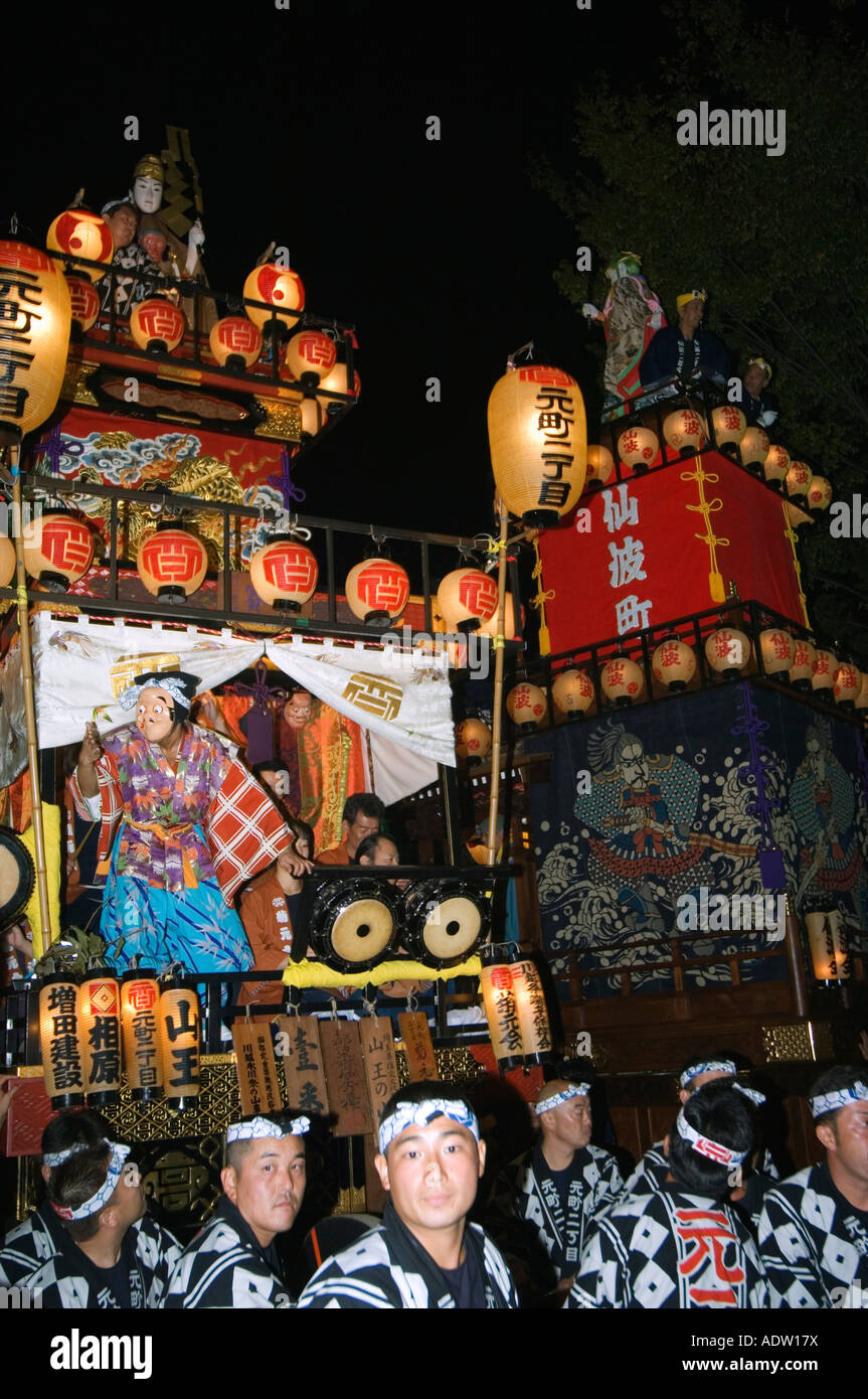 procession of parade floats Autumn Festival Kawagoe Saitama prefecture ...