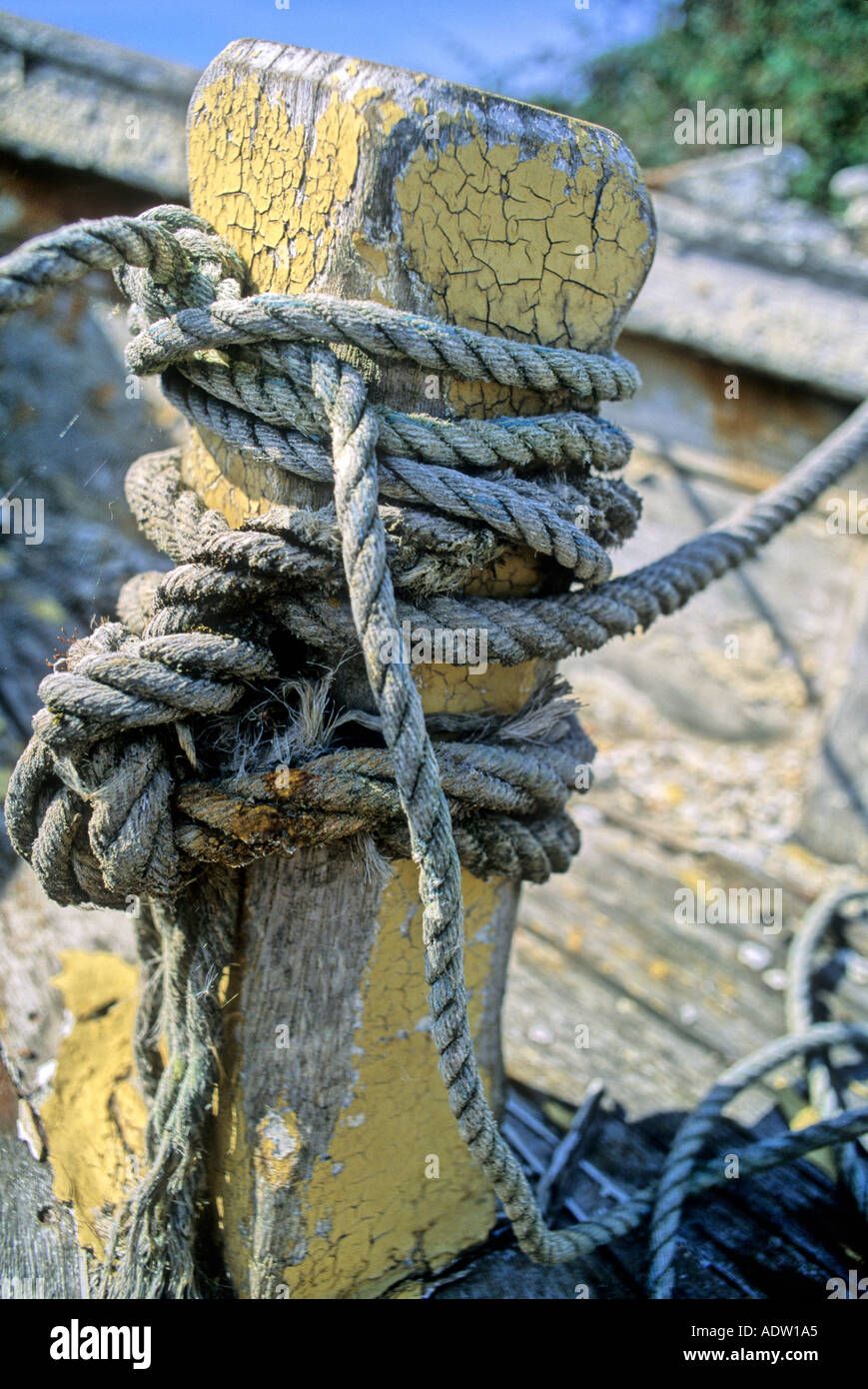 Details of old cords in abandoned boat Stock Photo - Alamy