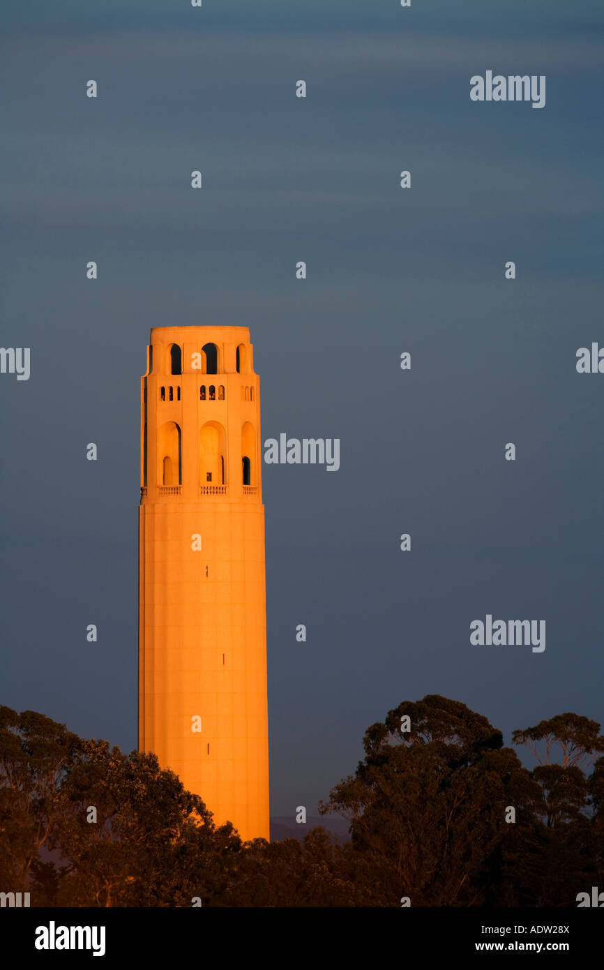Coit Tower at sunset, San Francisco Stock Photo - Alamy