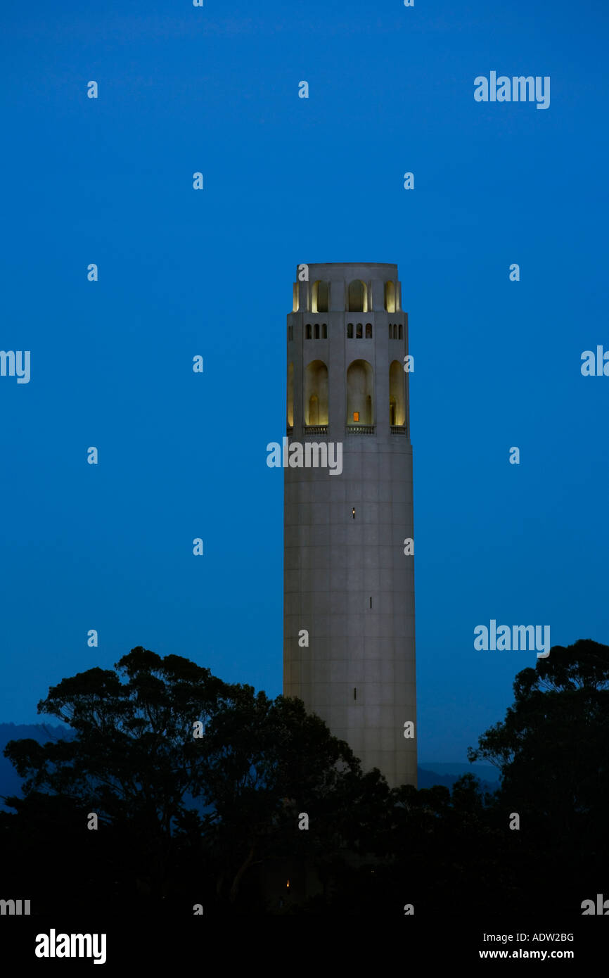 Coit tower and telegraph hill at dusk hi-res stock photography and ...