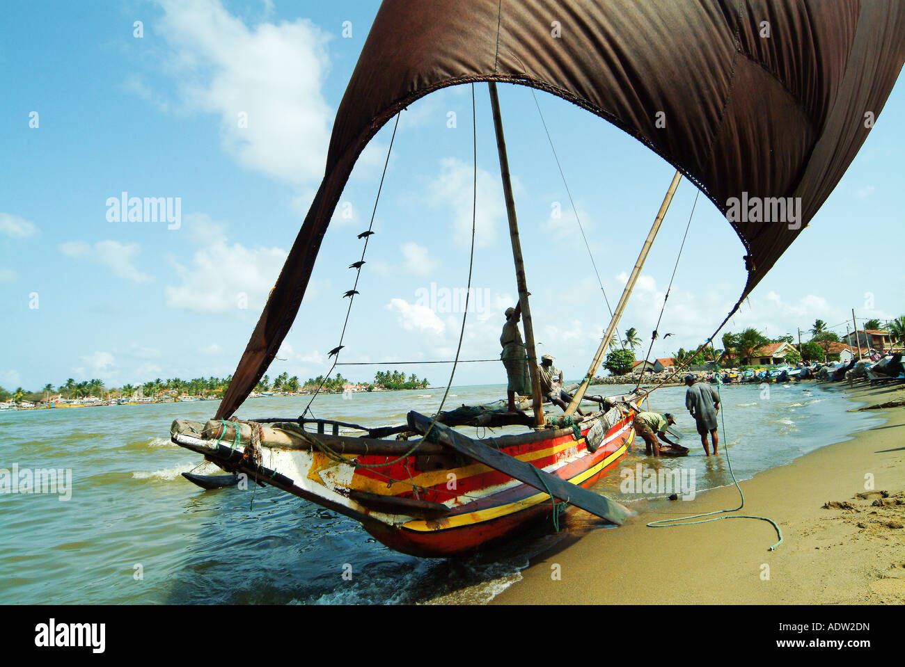 Oruwa traditional fishing boats in Negombo Sri Lanka Stock Photo - Alamy
