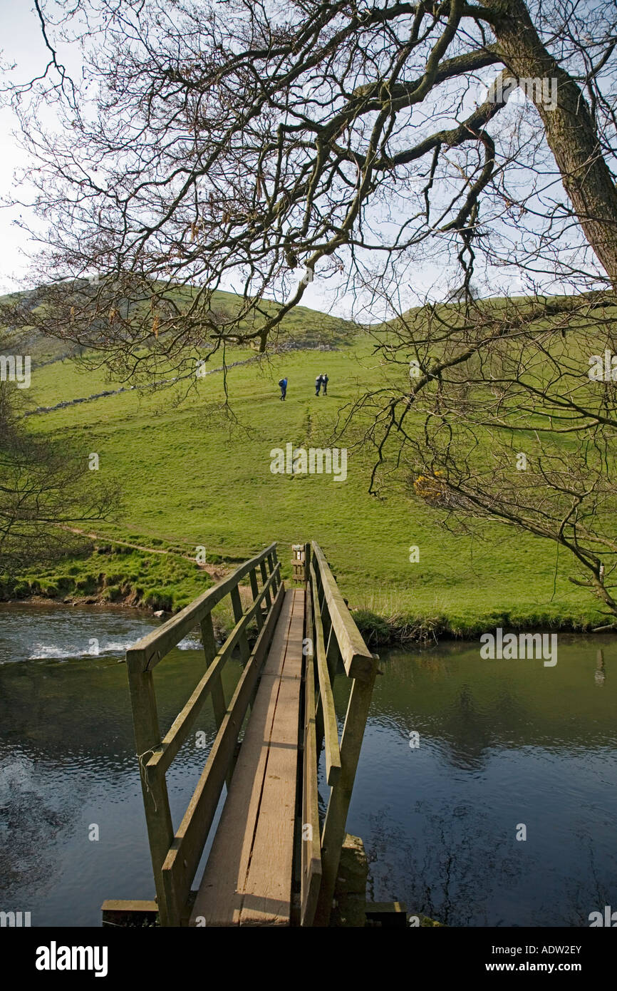 Wolfscote Dale Wooden Footbridge River Dove Peak District National Park ...