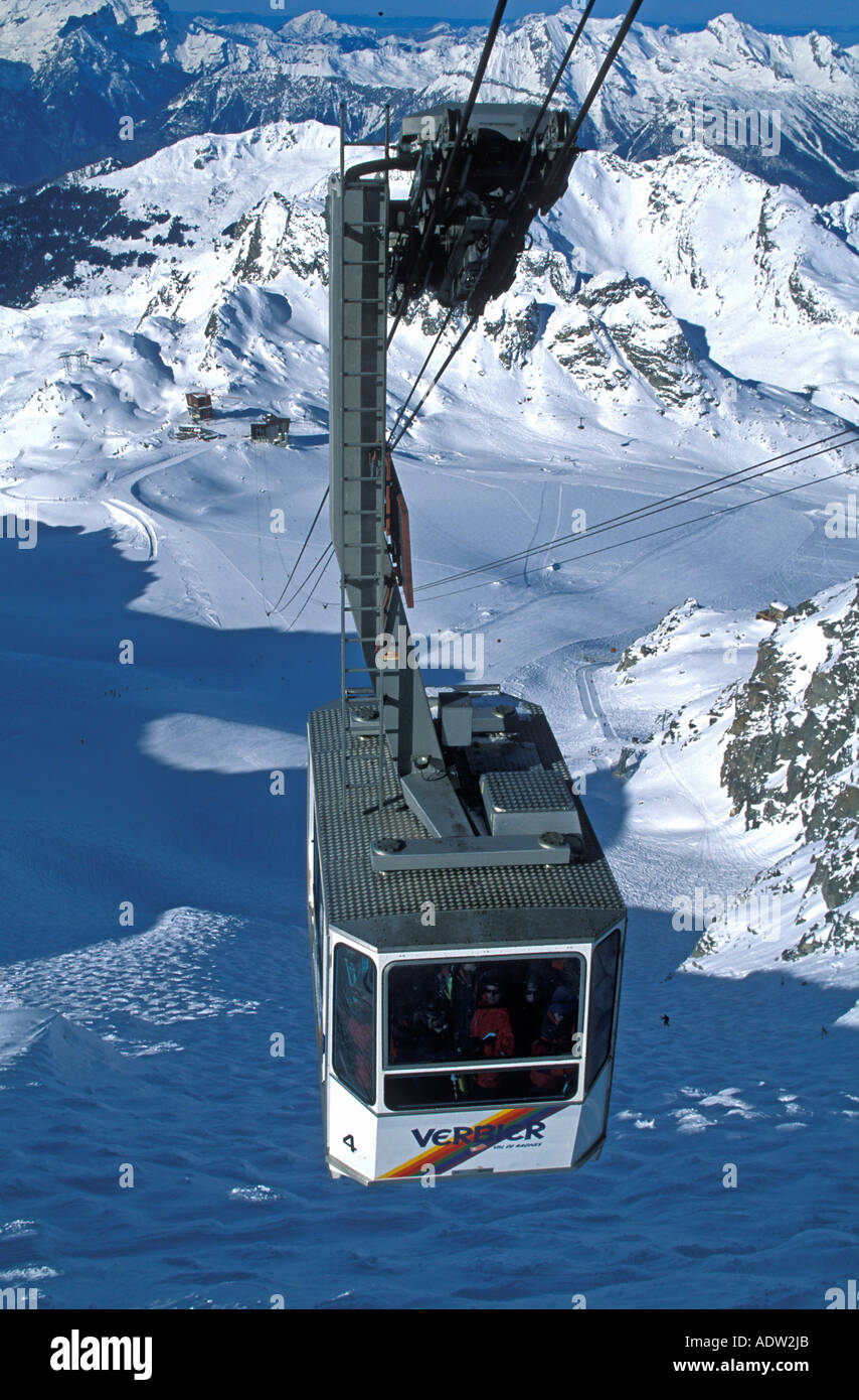 Mont Fort cable car at Verbier Switzerland Stock Photo - Alamy