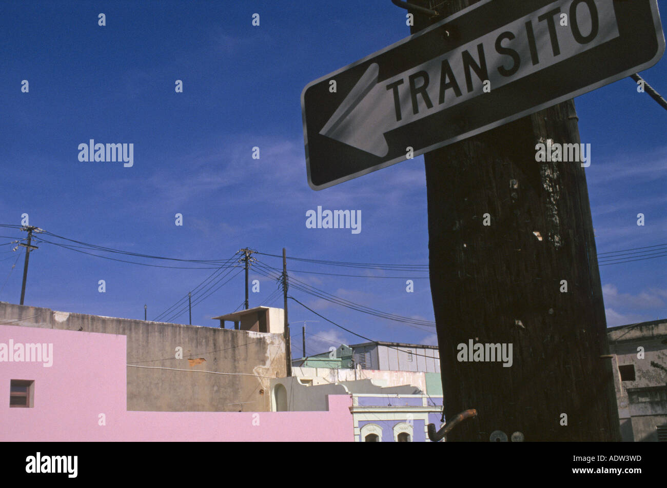 road sign in the old city of San Juan in Puerto Rico Island Caribbean ...