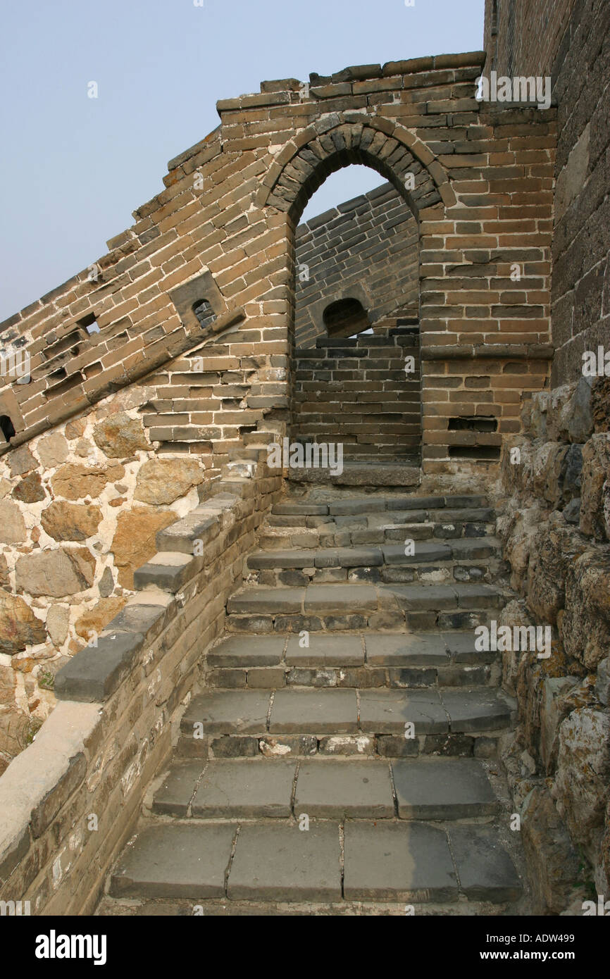 Ancient stone architecture on the Great Wall of China at Simitai near ...