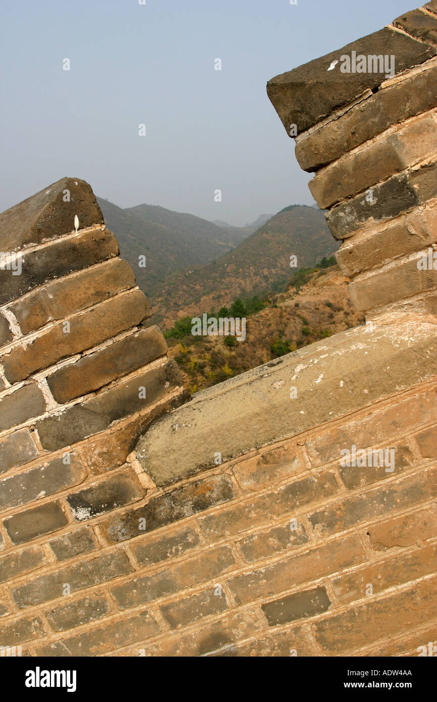Ancient stone architecture on the Great Wall of China at Simitai near ...