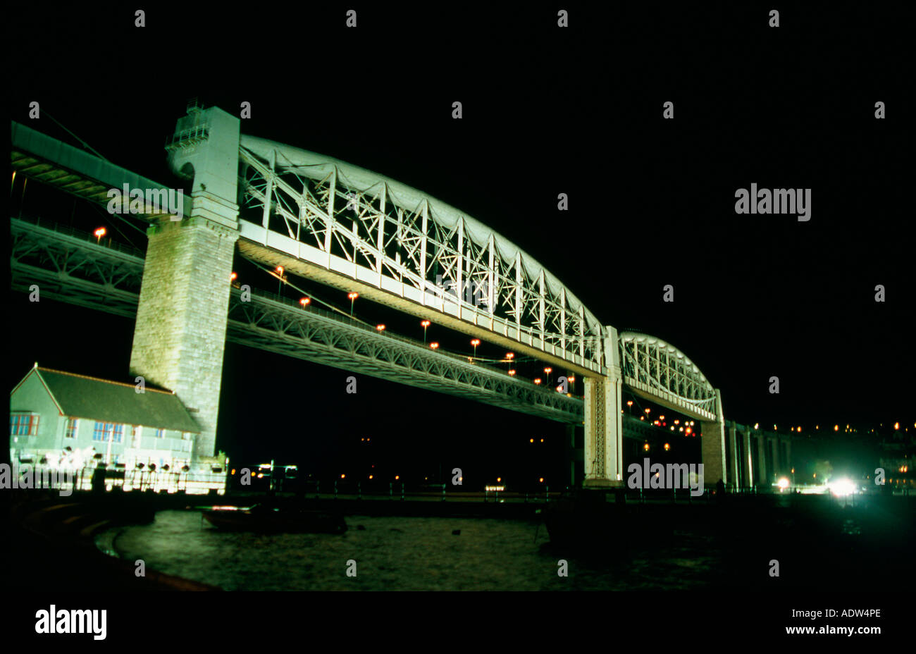 The Royal Albert Bridge at Saltash illuminated for the Brunel ...