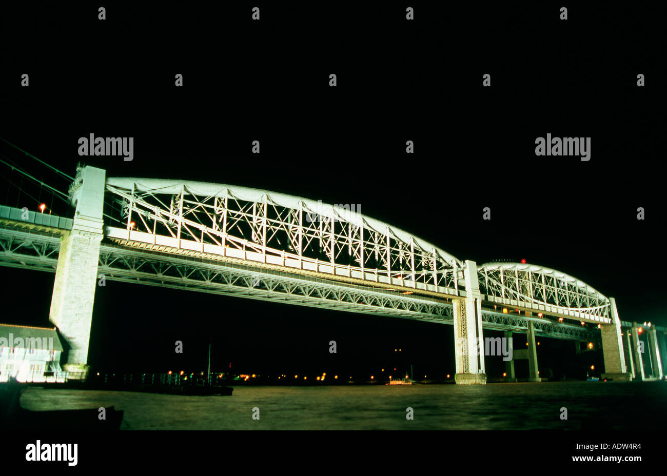 The Royal Albert Bridge at Saltash illuminated for the Brunel ...