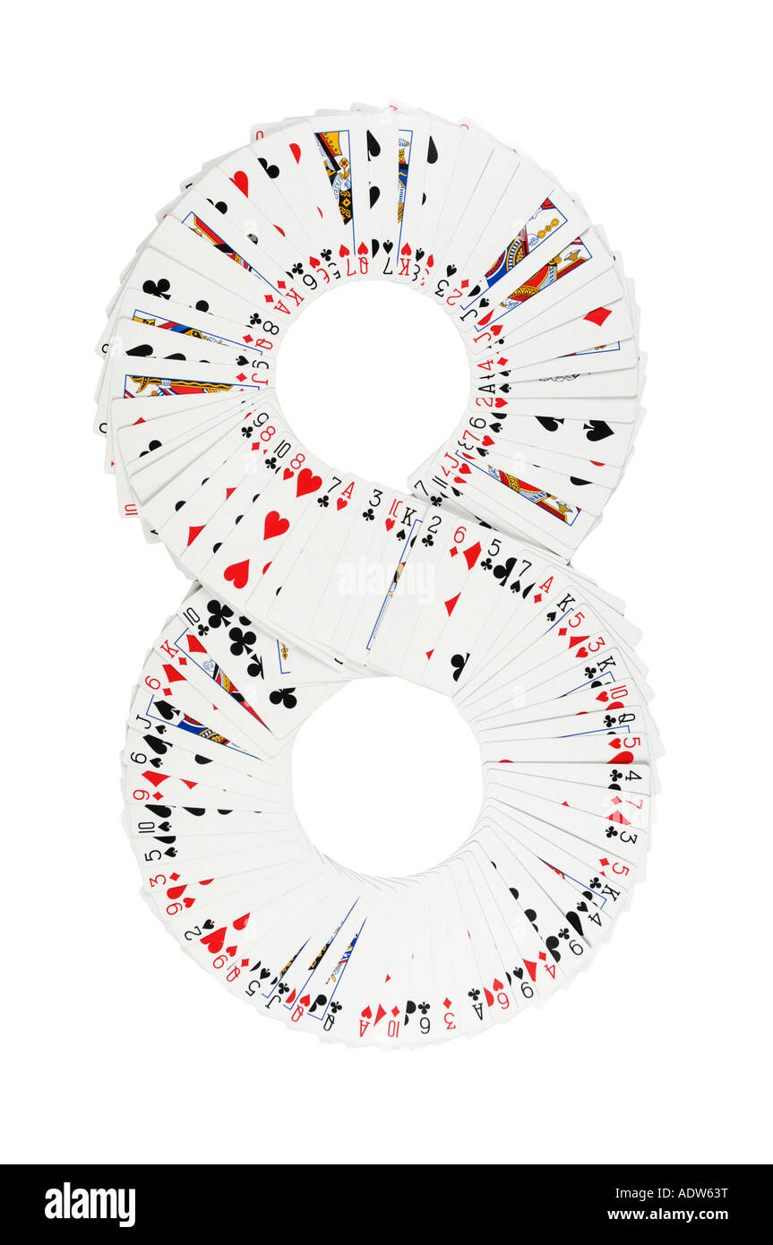 Playing cards fanned into number eight shape Stock Photo - Alamy