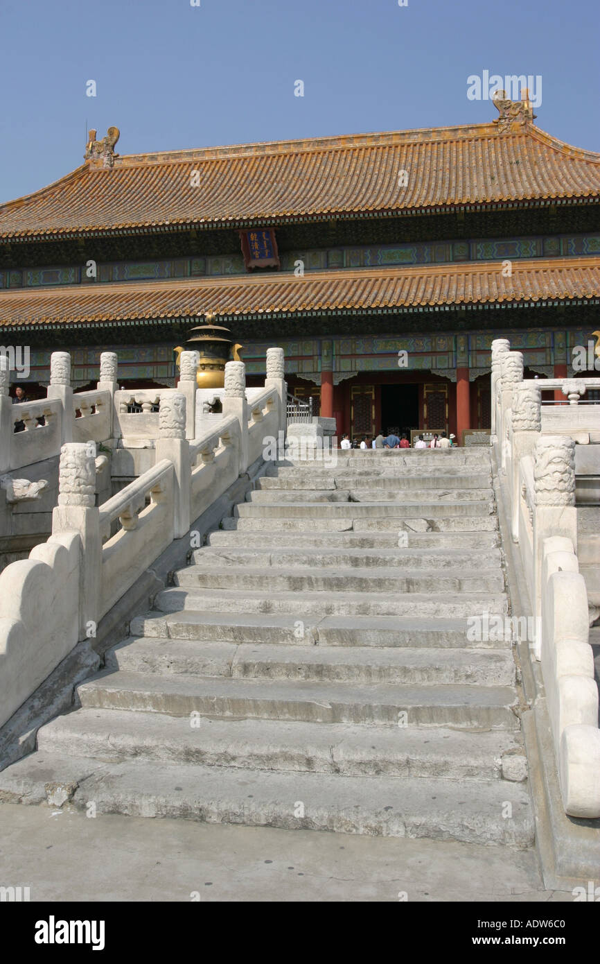 Steps leading up to a typical temple inside the Forbidden city Beijing ...