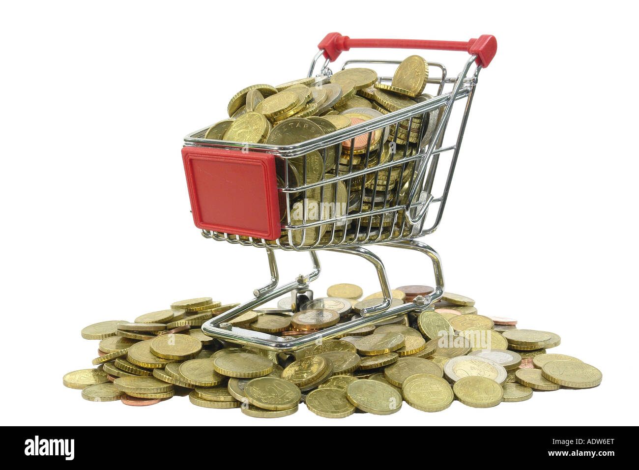 shopping cart with coins Stock Photo - Alamy