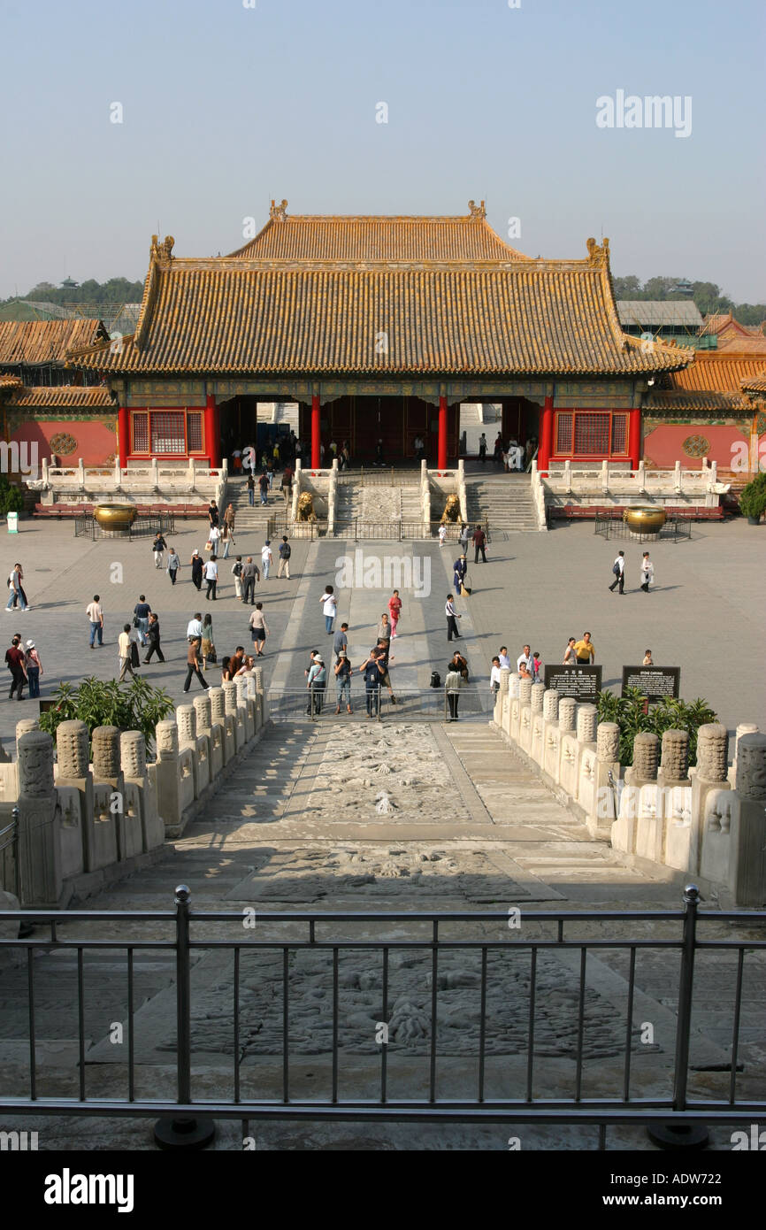 Iconic view of tourists sightseeing at the Forbidden city Beijing China ...