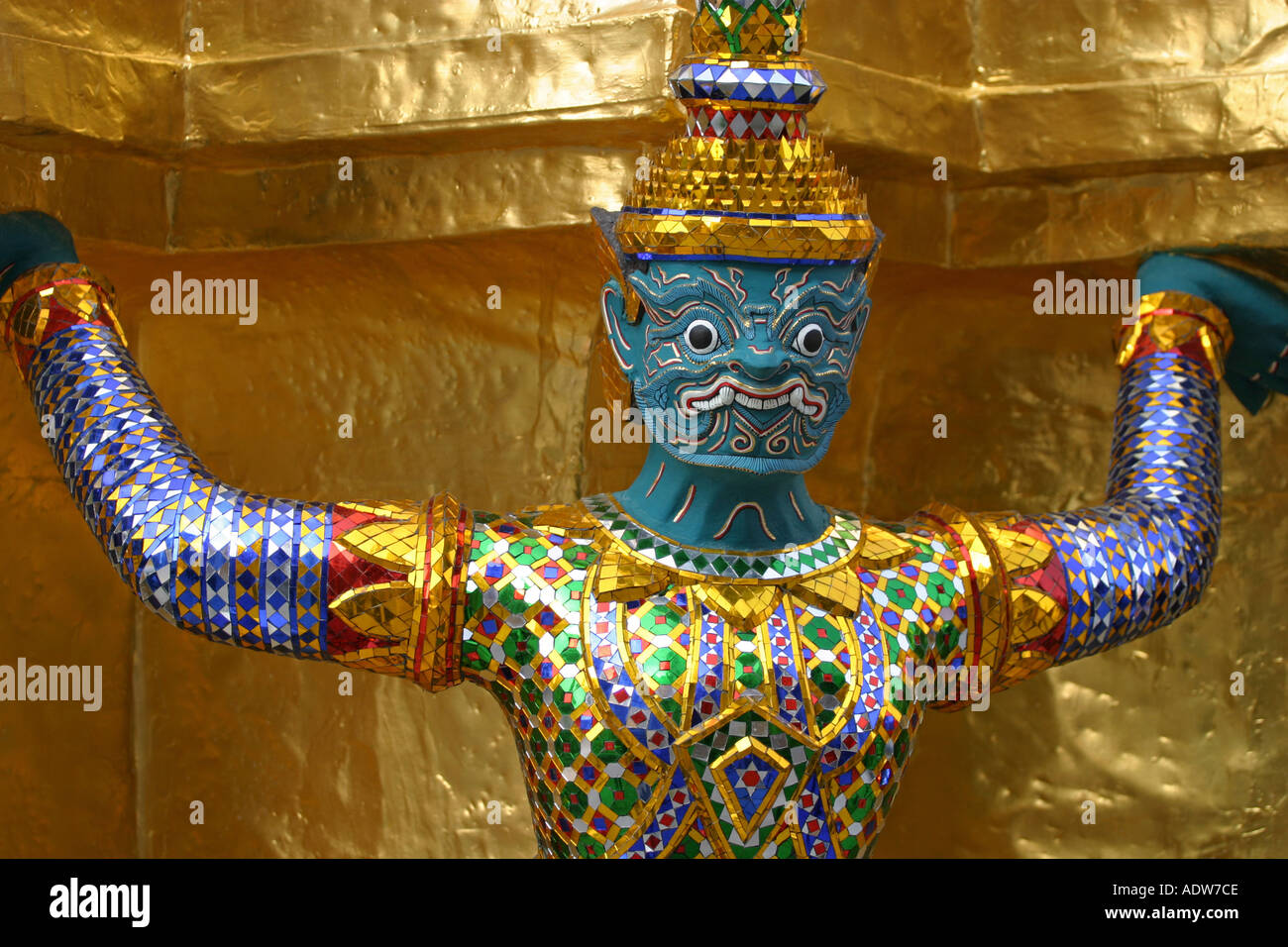 Bright colourful guardian statue at the Grand Palace Bangkok Thailand ...