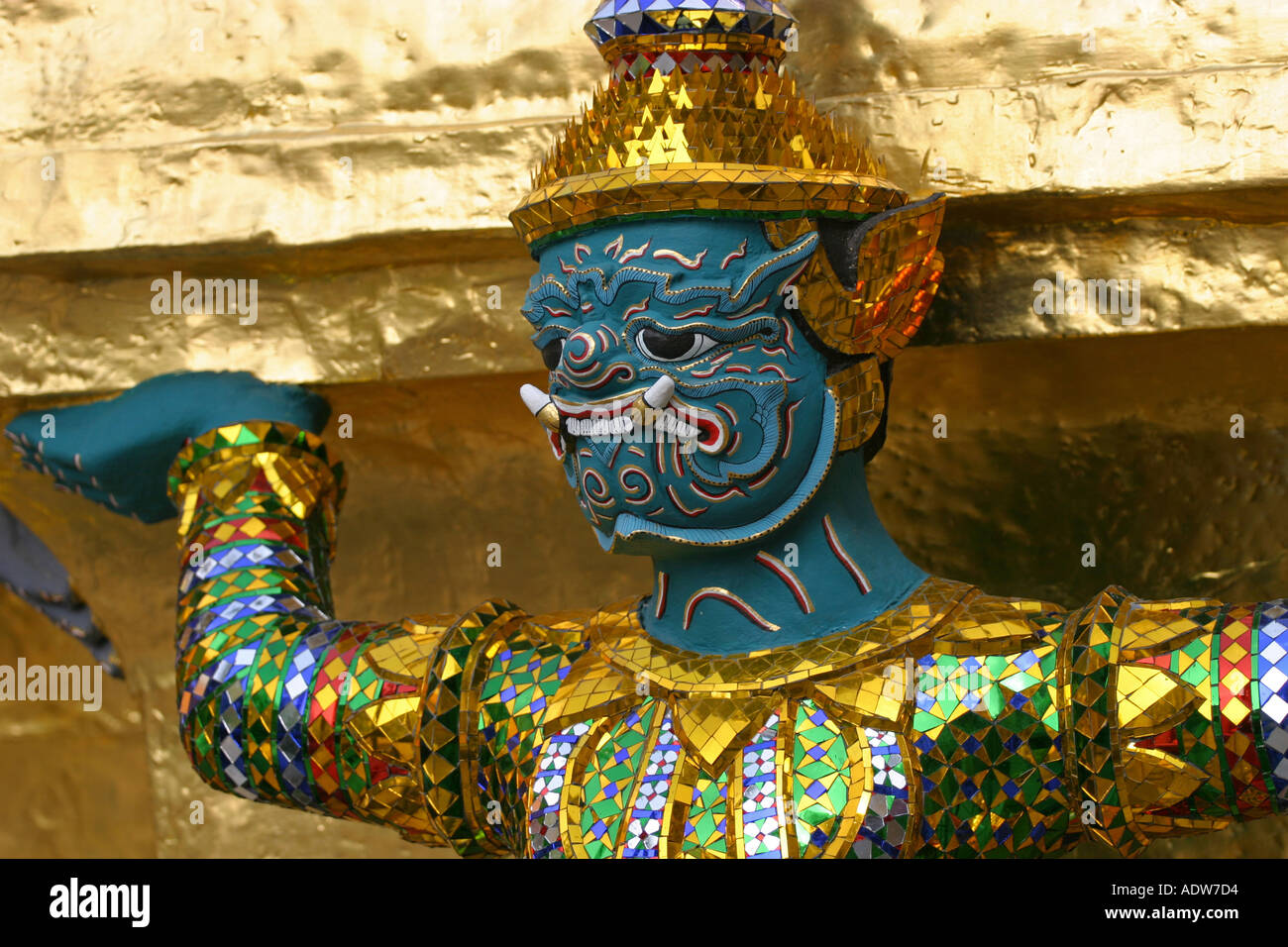 Bright colourful guardian statue at the Grand Palace Bangkok Thailand ...