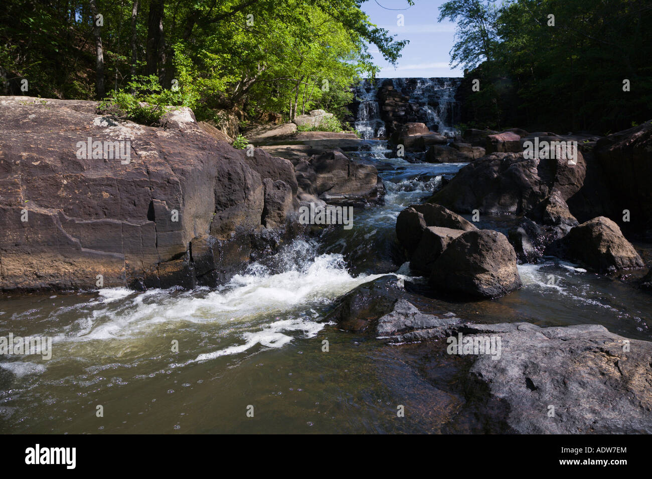 Chewacla Falls waterfall over dam at Chewacla State Park in Alabama USA ...
