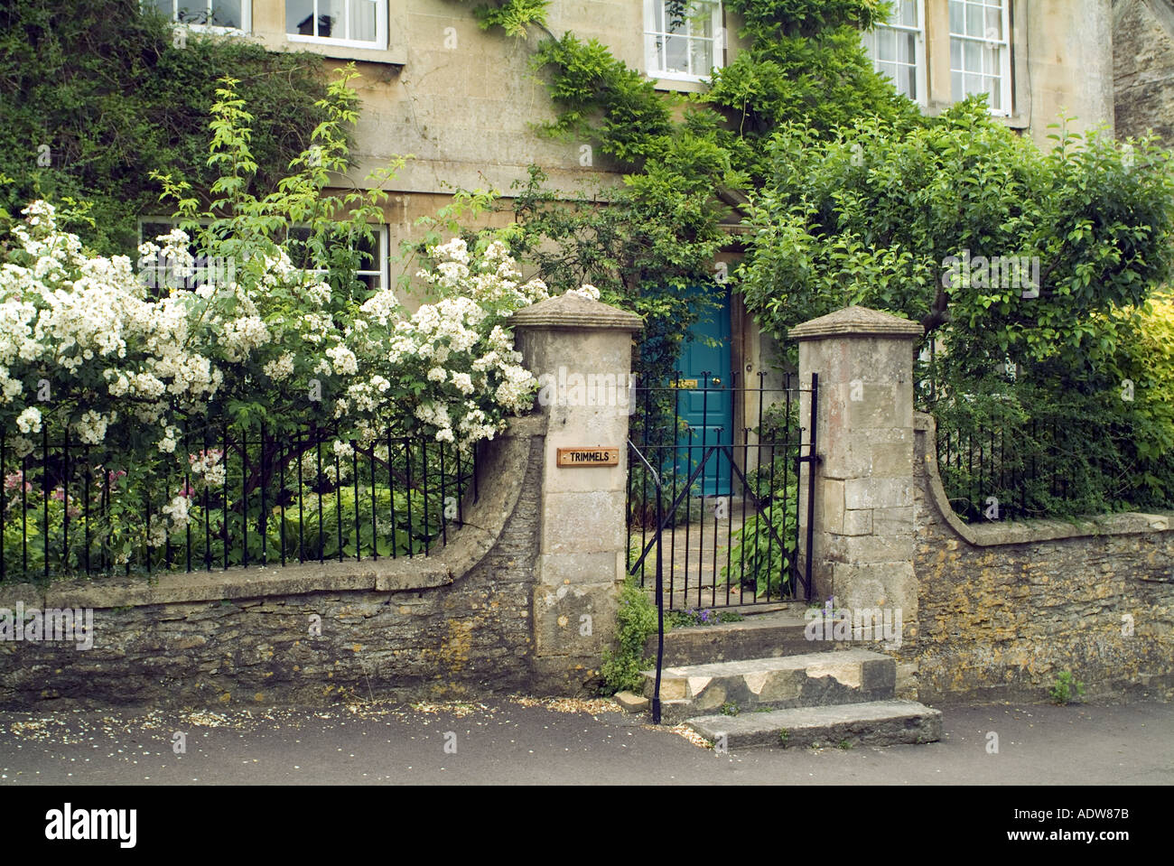 UK England Cotswolds Wiltshire Castle Coombe Trinmels stone house with ...