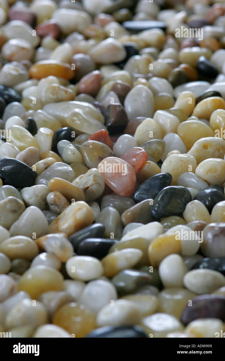 Bright coloured pebbles with selected focus and minimal depth of field ...