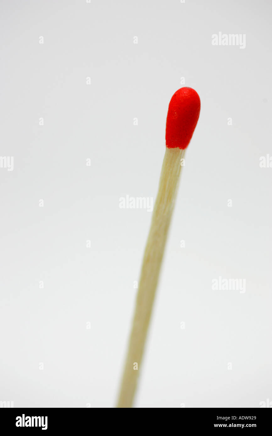 A single match with bright red head against a white background Stock ...