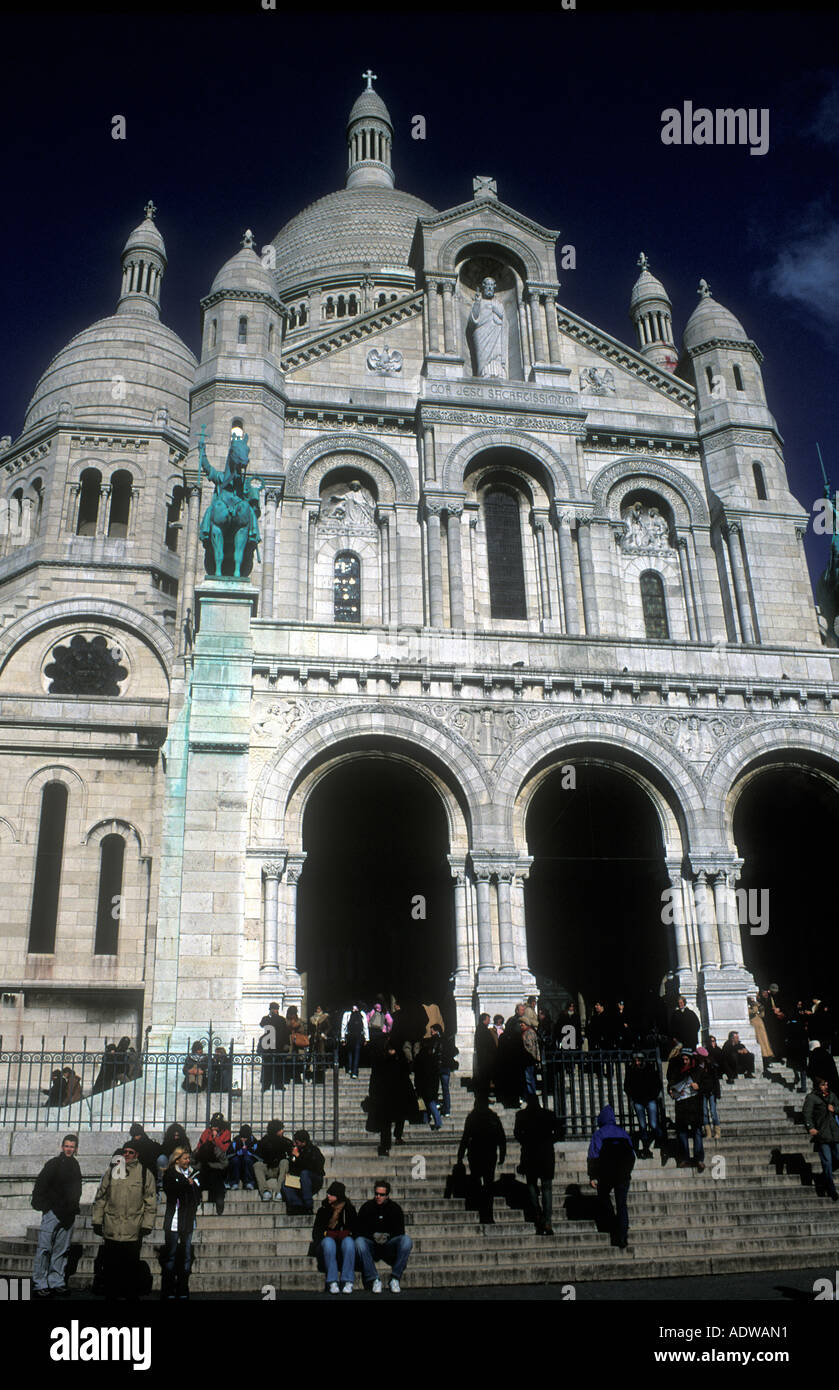 Visitors on the steps leading to the Sacre Coeur Paris France Stock ...