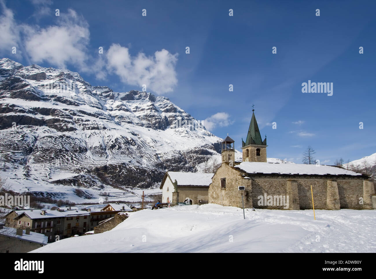 Church and chapel overlooking Bessans, Savoy, France Stock Photo - Alamy