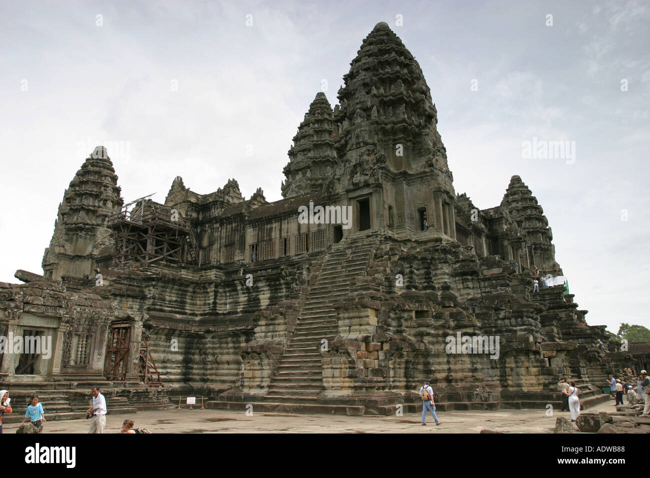 Ancient stone architecture at the impressive Angkor Wat temple in ...