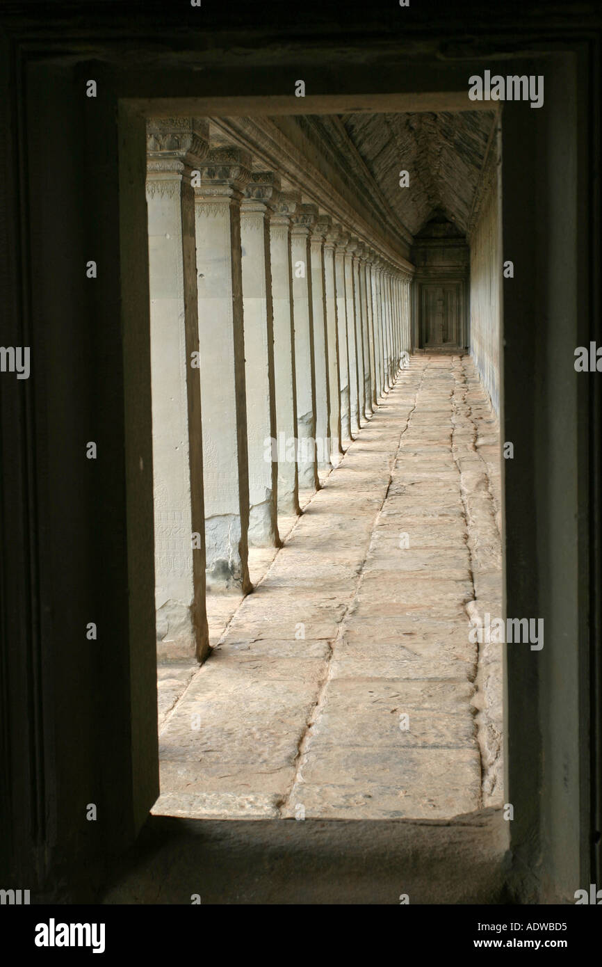 An ancient stone corridor hallway chamber with beautifully carved stone ...