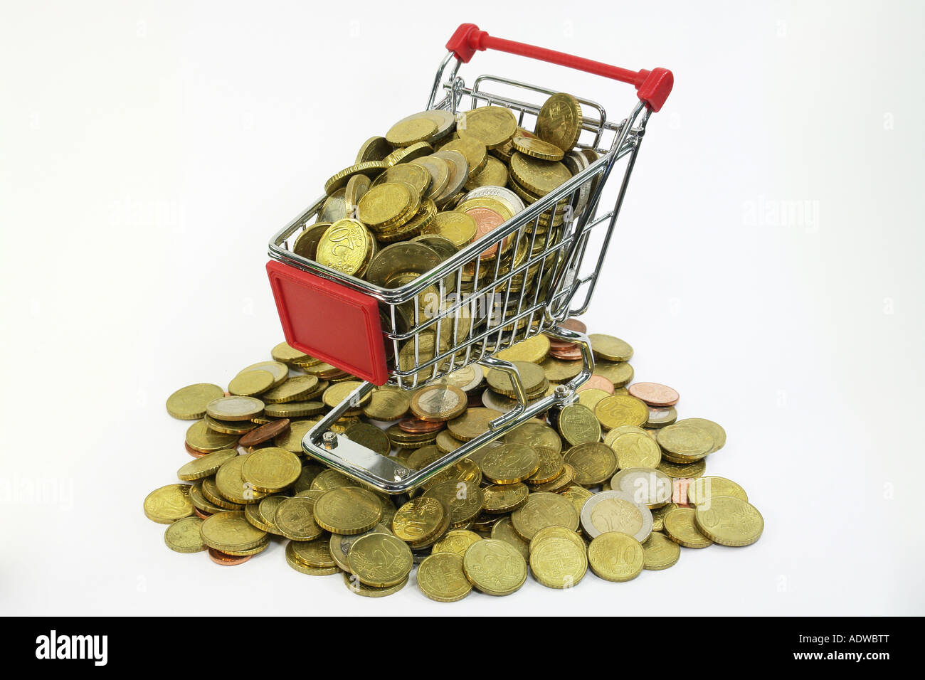 shopping cart with coins Stock Photo - Alamy