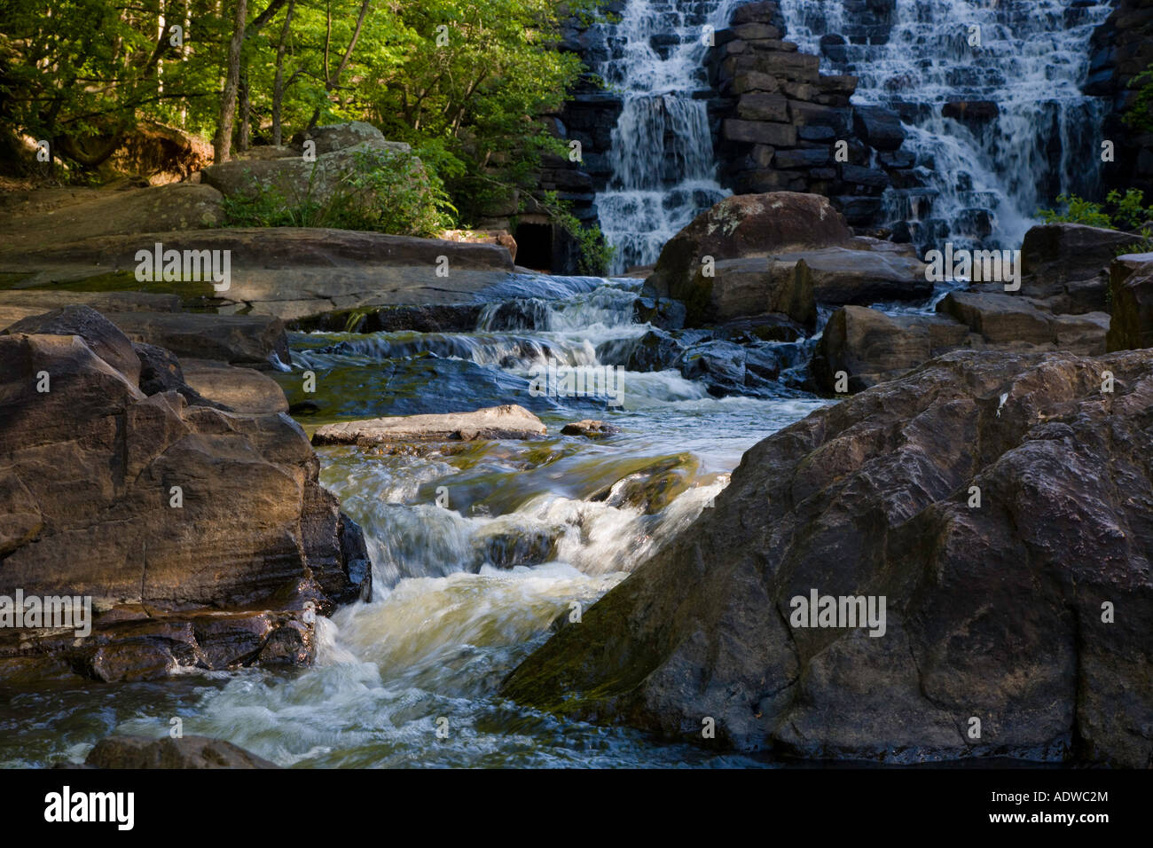 Chewacla Falls waterfall over dam at Chewacla State Park in Alabama USA ...