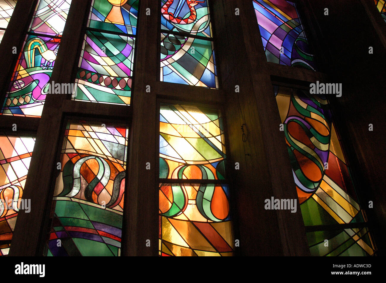coloured church windows Stock Photo - Alamy