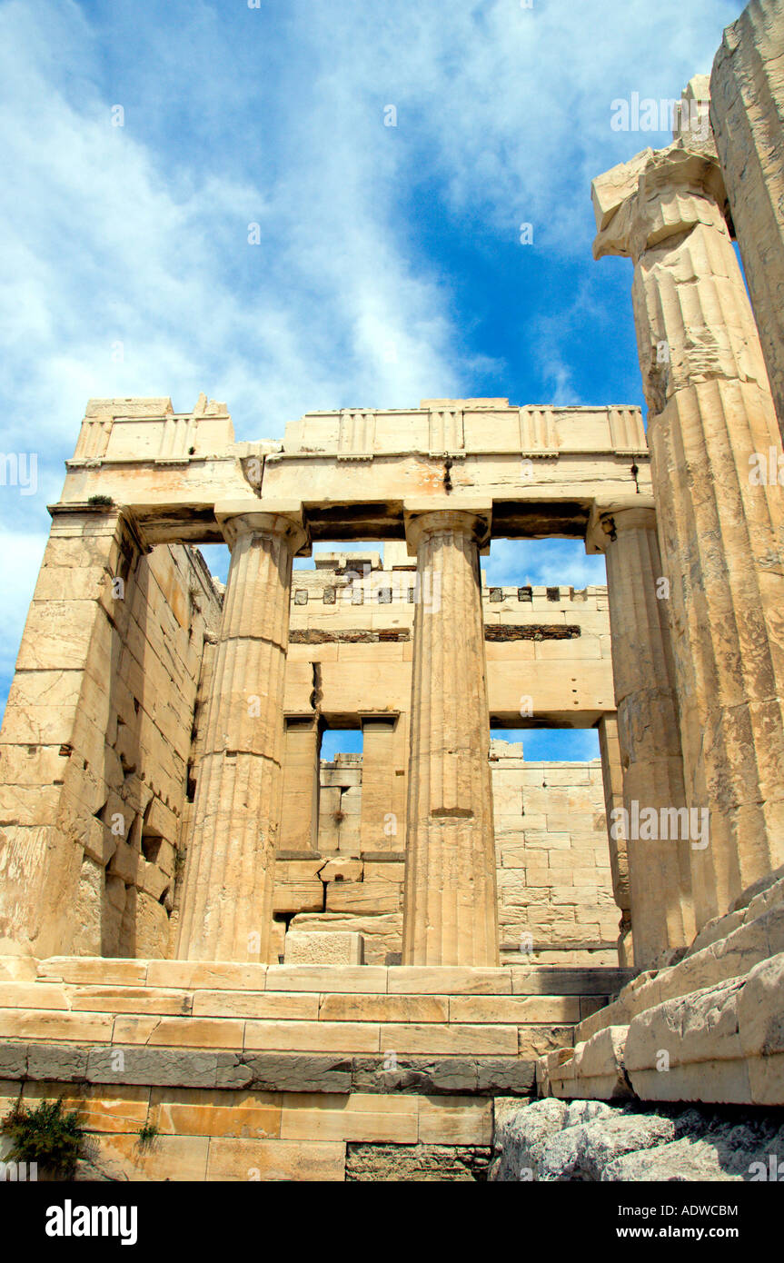 Columns and pillars of the Propylaea entrance to the Acropolis in ...