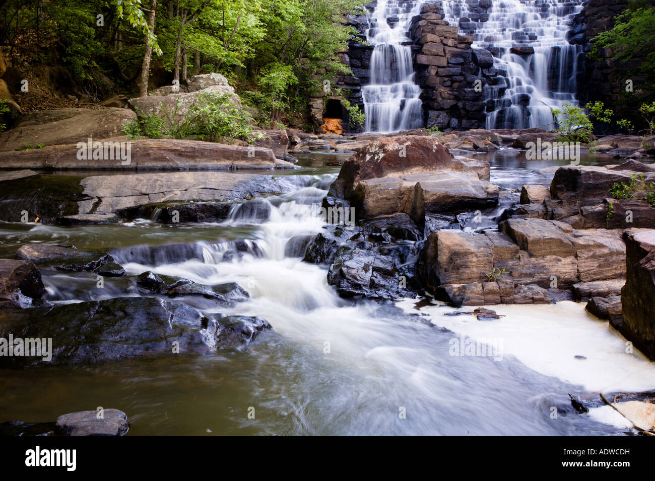 Chewacla Falls waterfall over dam at Chewacla State Park in Alabama USA ...