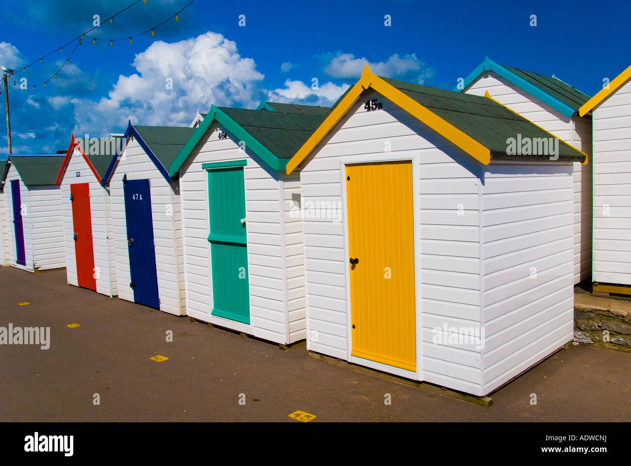 Colourful Beach Huts along Paignton Promenade Devon Stock Photo - Alamy