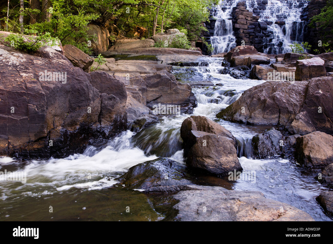 Chewacla Falls waterfall over dam at Chewacla State Park in Alabama USA ...