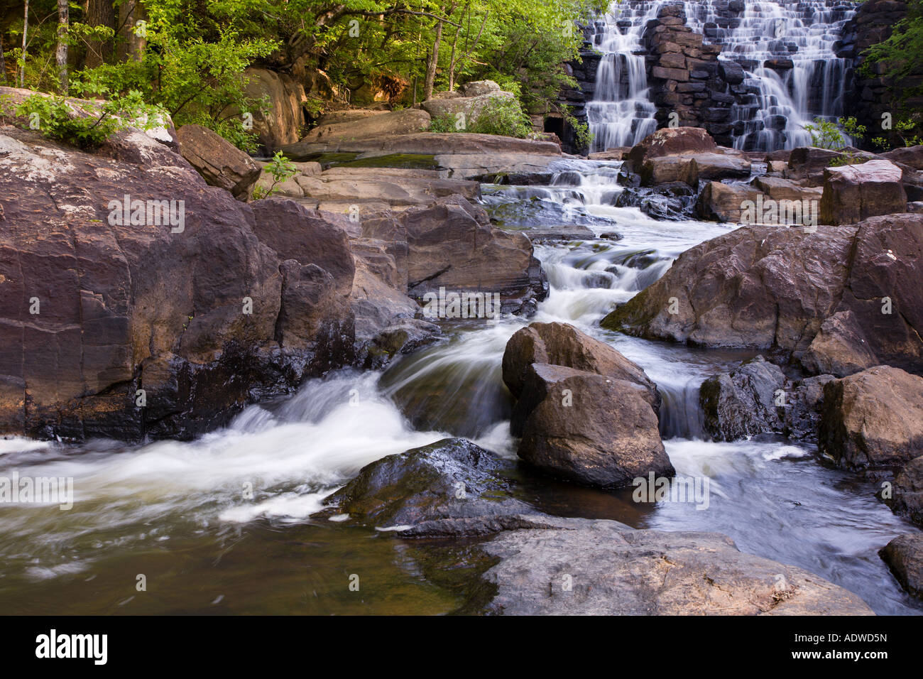 Chewacla Falls waterfall over dam at Chewacla State Park in Alabama USA ...