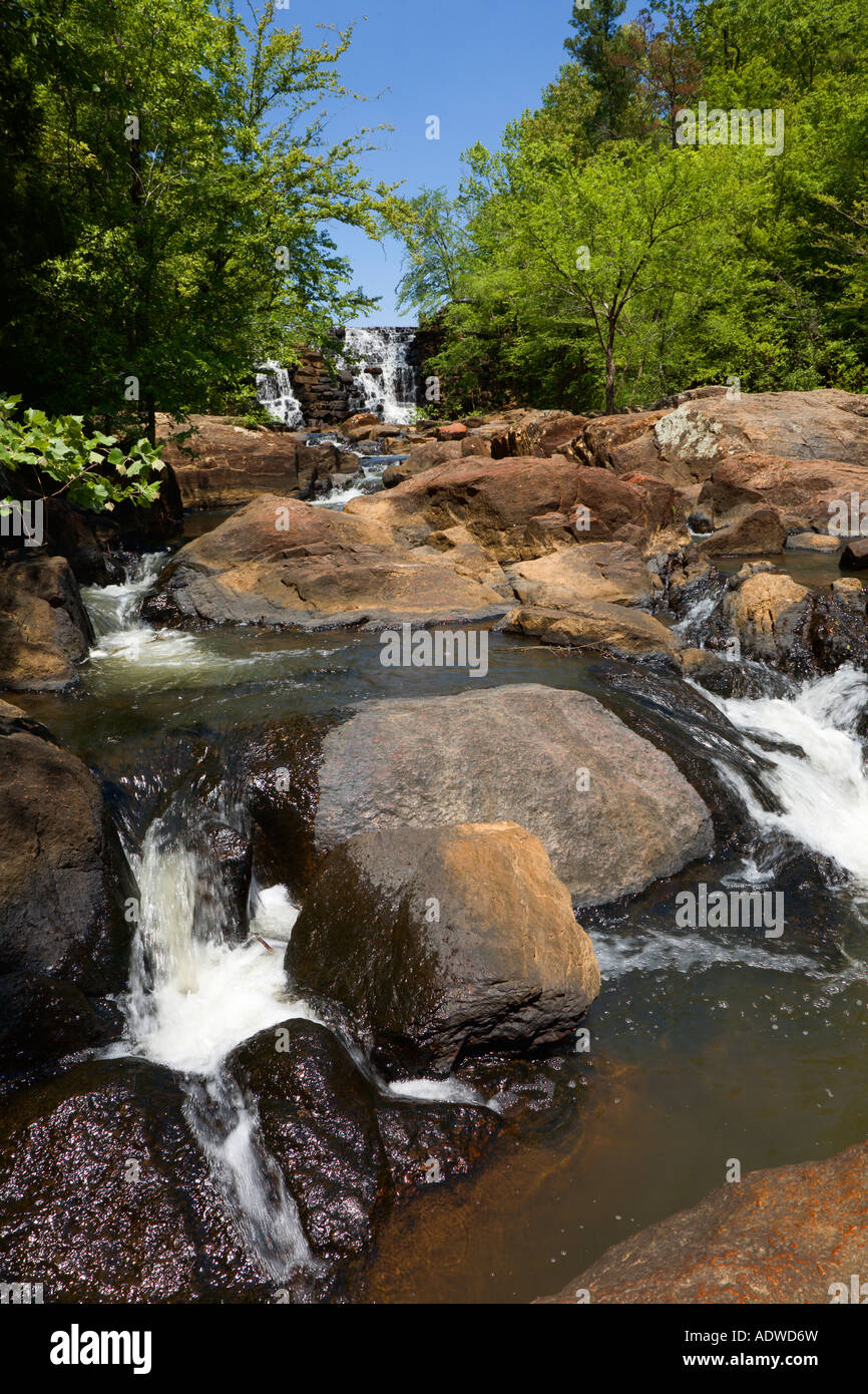 Chewacla Falls waterfall over dam at Chewacla State Park in Alabama USA ...