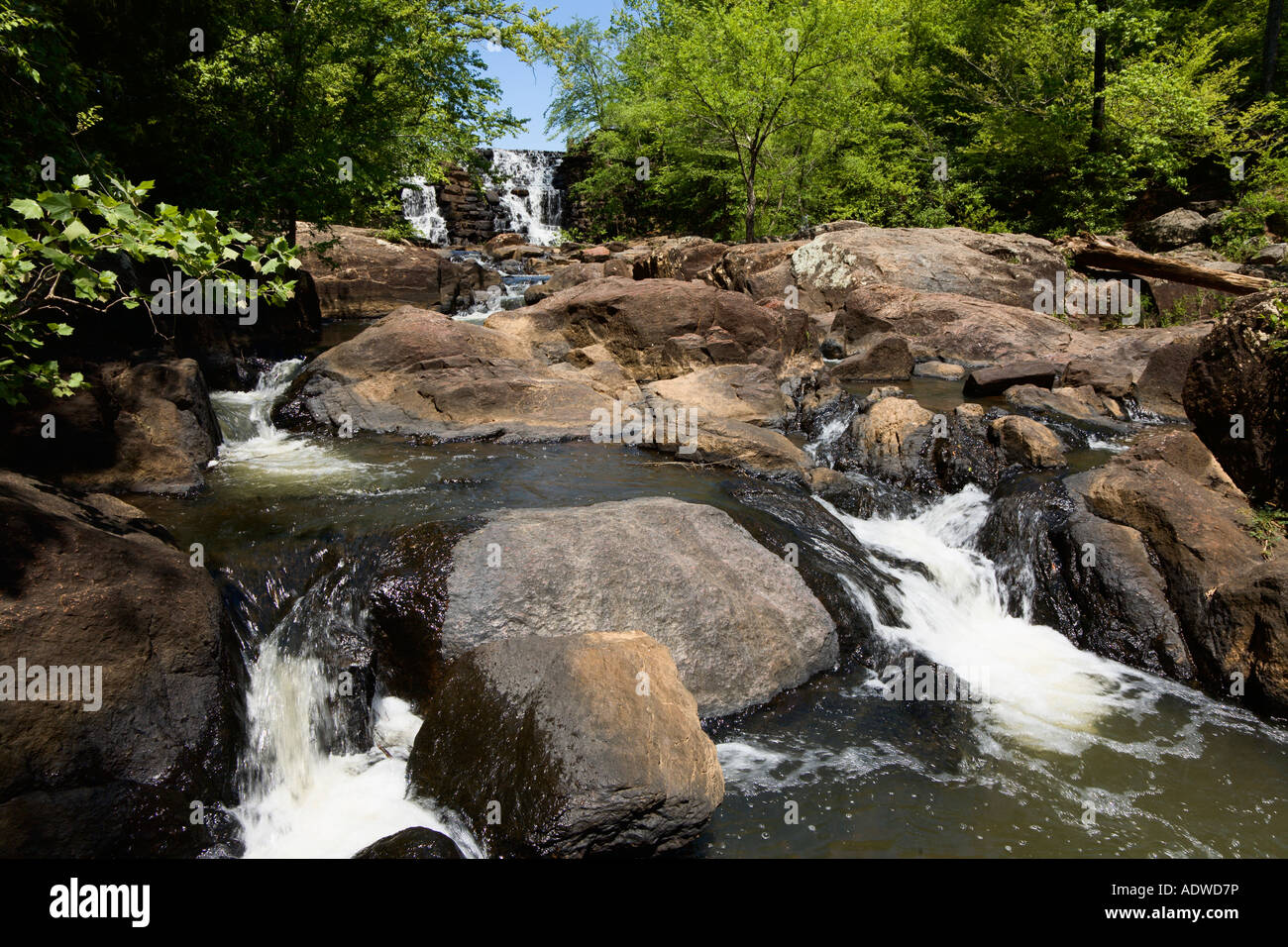 Chewacla Falls waterfall over dam at Chewacla State Park in Alabama USA ...