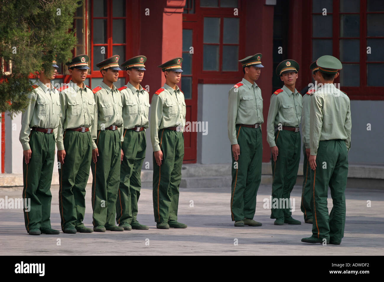 Chinese guards are drilled in a Forbidden city barracks Beijing China ...